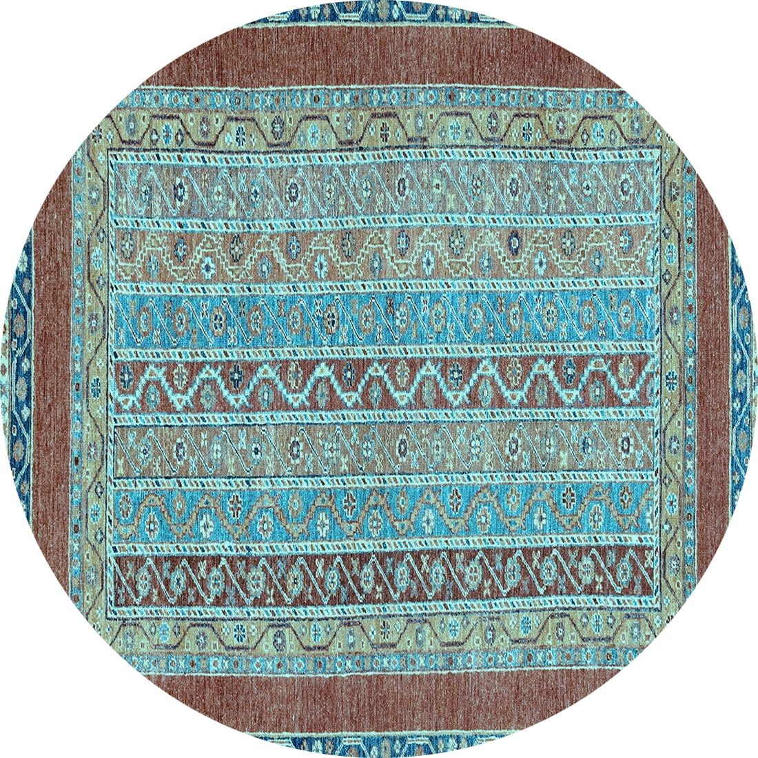 Ahgly Company Indoor Round Abstract Light Blue Modern Area Rugs, 6 ...