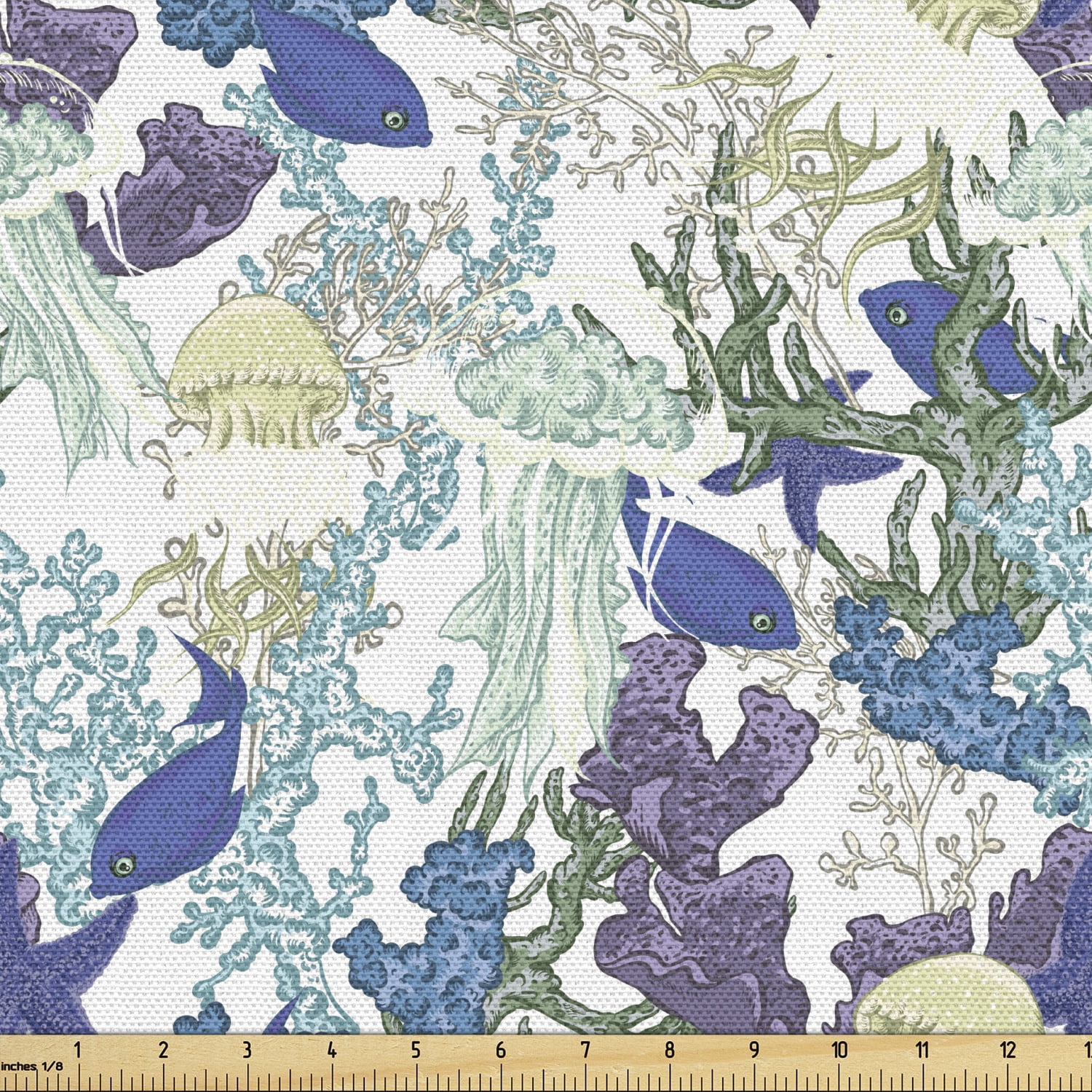 Underwater Fabric by the Yard Upholstery, Coral Reef Deep Ocean ...