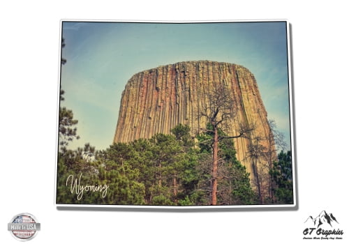Wyoming Devils Tower - 12" Vinyl Sticker Waterproof Decal - Walmart.com