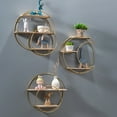 LASIEYO Round Wall Shelf, Wall-Mounted Circular Shelf, Wood & Metal ...