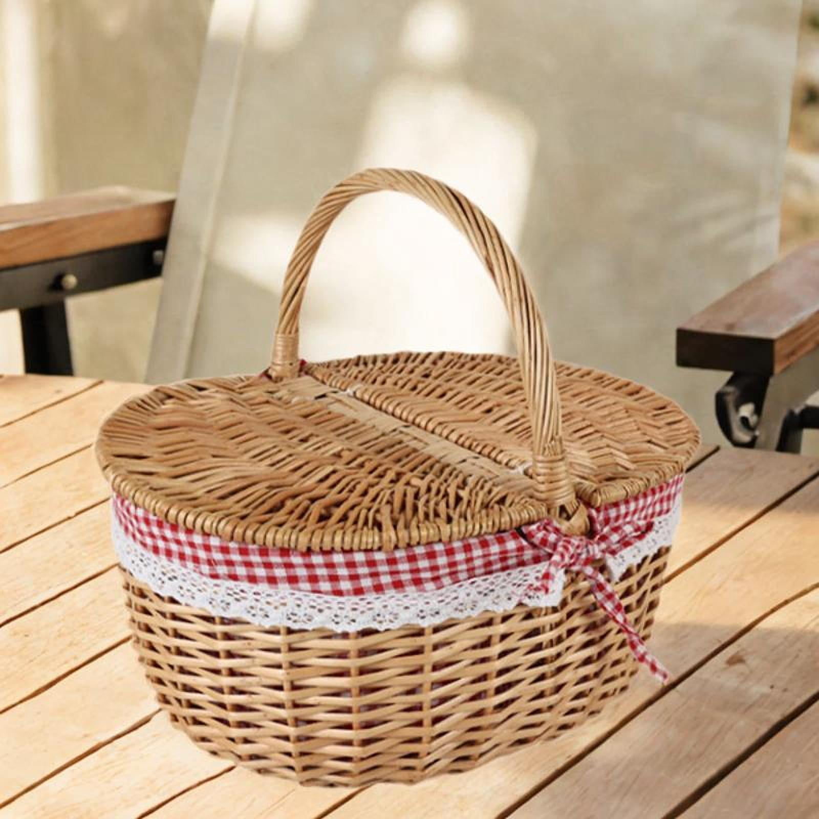Cesta de picnic de mimbre Colamx con tapa y asa Country Vintage Pequeño ...