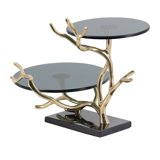 CC Home Furnishings Two-Tier Cake Stand - 17" - Gold and Black ...