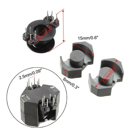 5 Sets RM8 6 + 6pin Transformer Bobbin PC40 Ferrite Core Vertical 10 Ferrite Halves and 5 Bobbin ...
