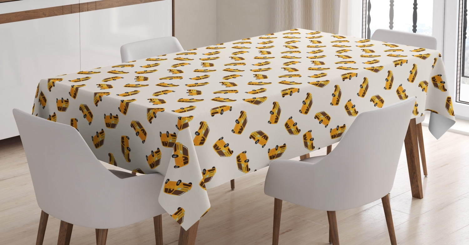 Ambesonne Car Tablecloth Rectangular Table Cover, Cartoon Automobiles ...