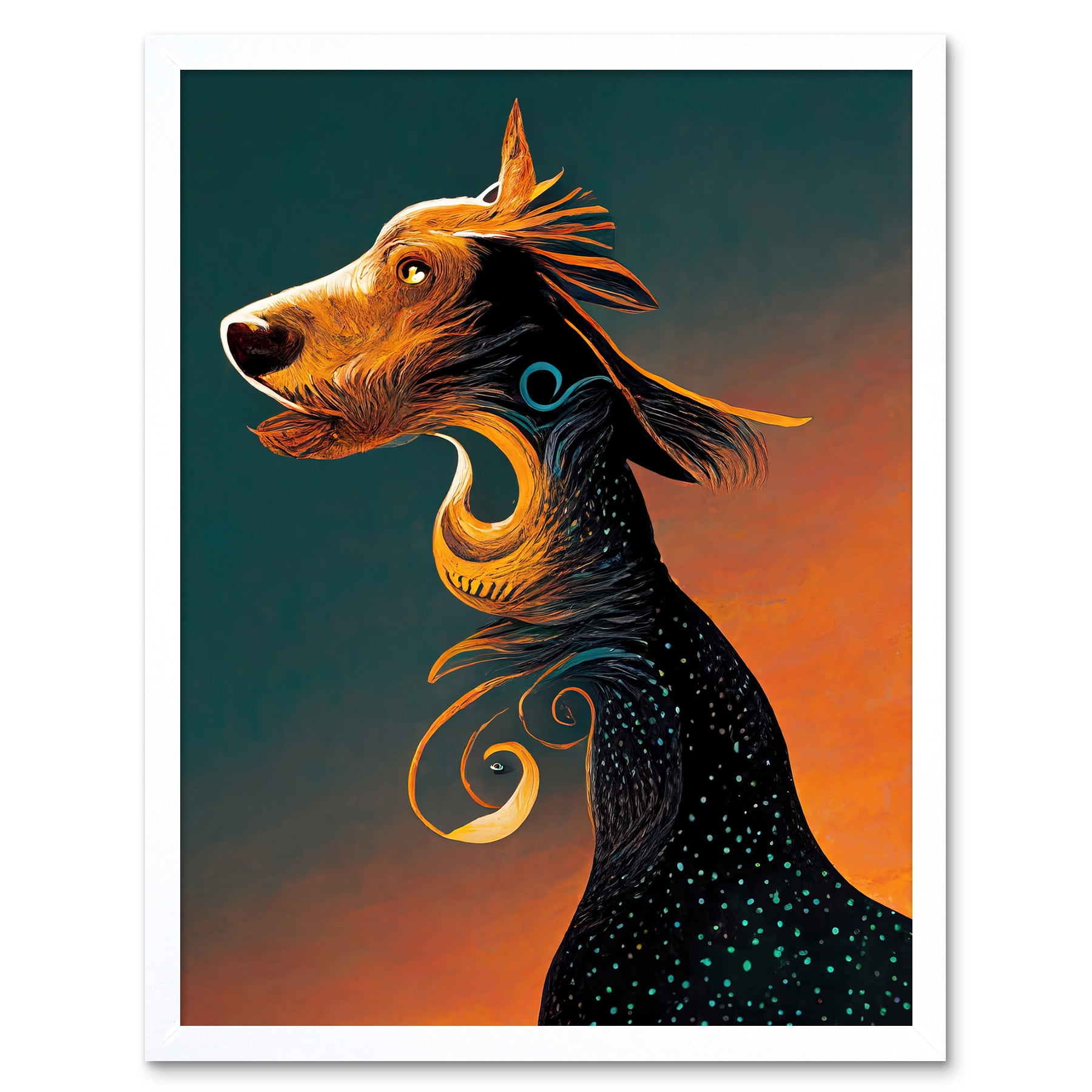 Dog Spirit Guide Fantasy Surreal Anubis Painting Art Print Framed ...