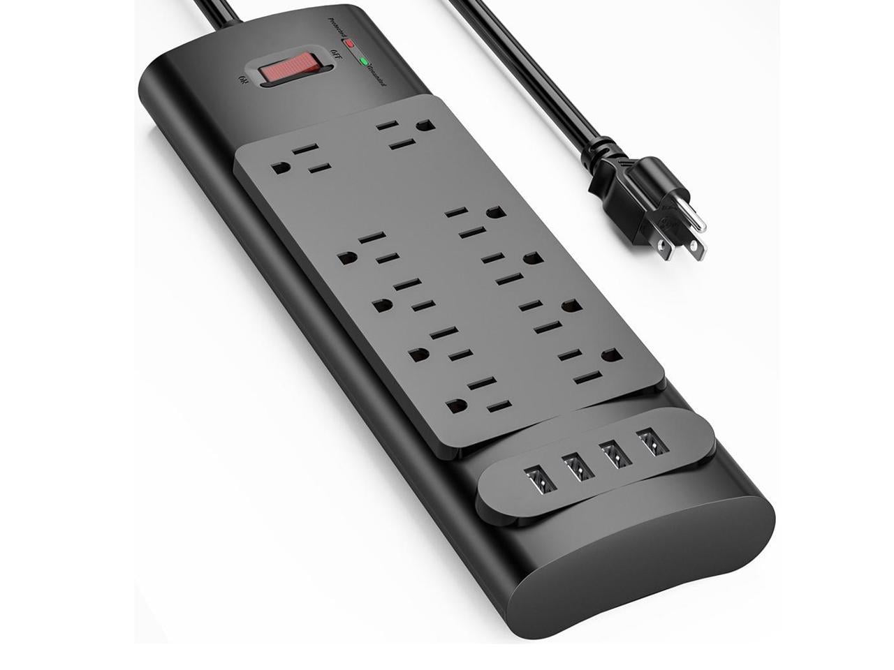 ower Strip Surge Protector with 10 AC Outlets (1875W/15A, 1700J) 4 USB ...