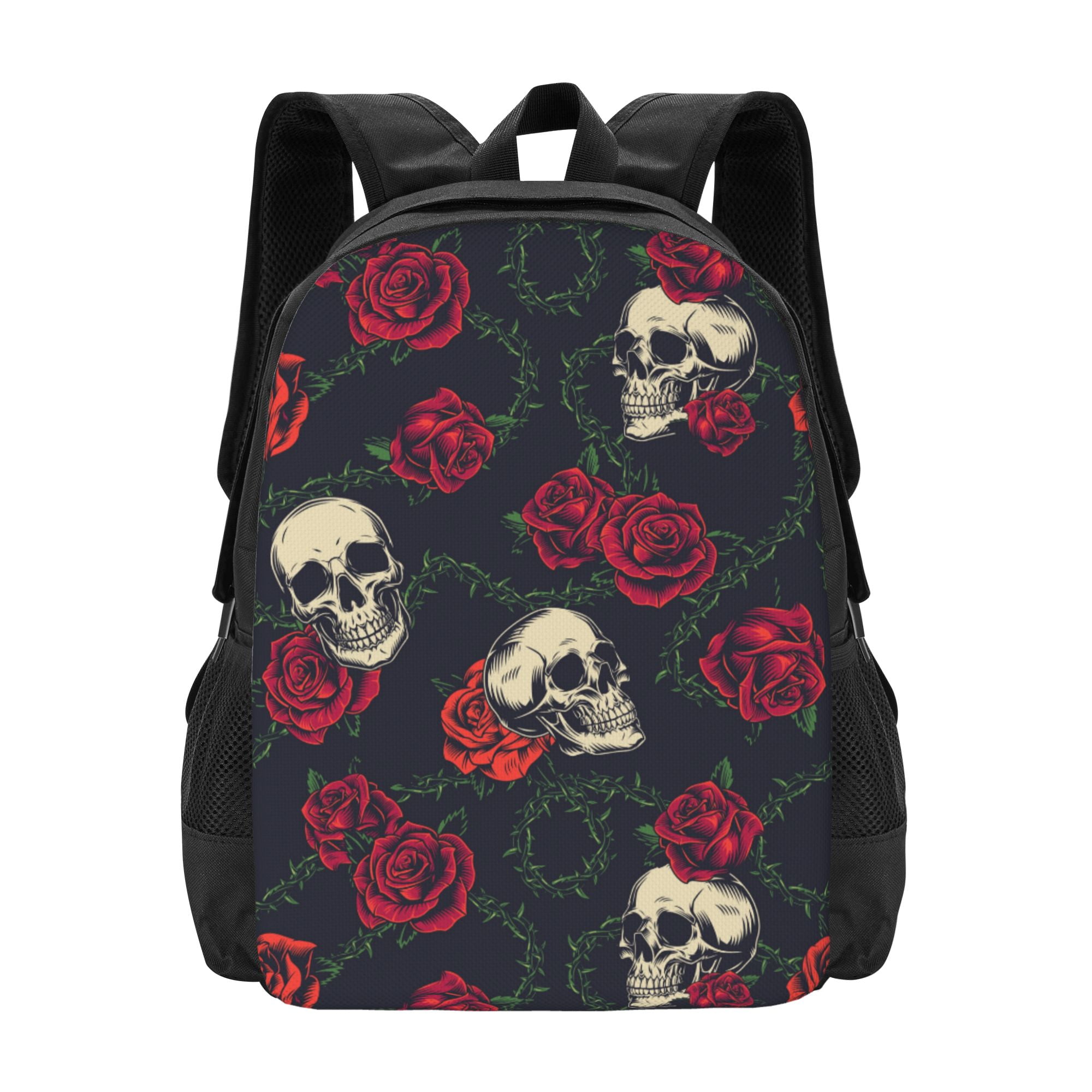DouZhe Lightweight Backpack, Colorful Roses Skulls Tattoos Prints ...
