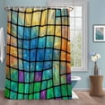 Abstract Colored Plaid Shower Curtain for Bathroom, Gradient Grid ...