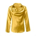 Bibifish Womens Blouses Cowl Neck Long Sleeve Elegant Satin Shirts ...