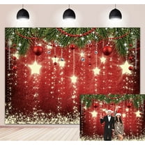 8x6FT Red Christmas Backdrop Christmas Background Sparkling Stars ...