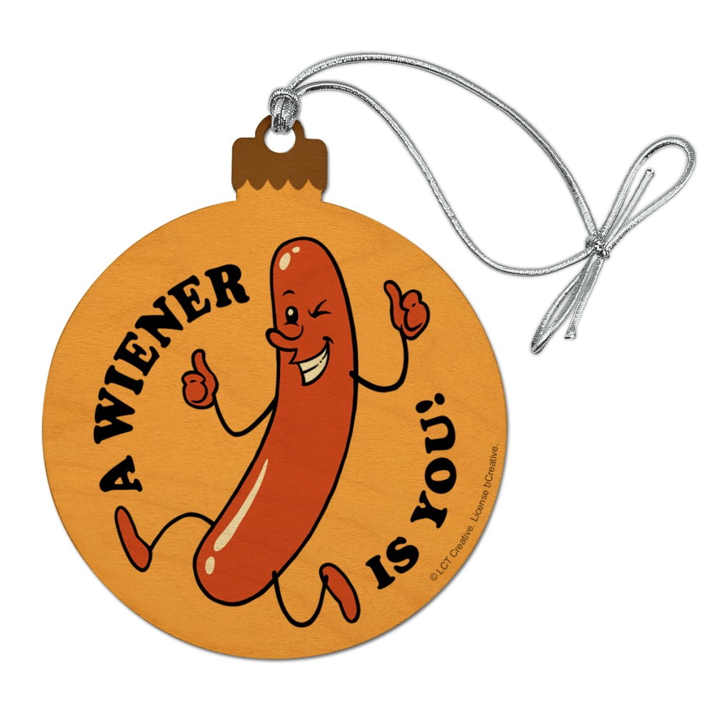 A Wiener Winner Is You Hot Dog Funny Humor Wood Christmas Tree Holiday ...