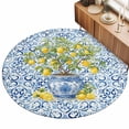 Bohemian Washable Round Area Rug 8 ft, Bohe Flowers Texture Summer ...