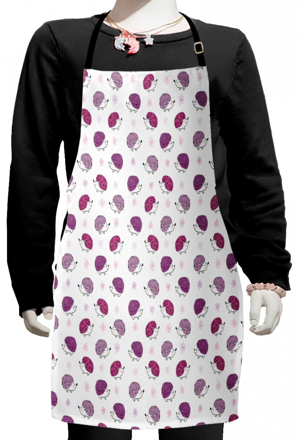 Hedgehog Kids Apron, Watercolor Style Funny Smiling Spiny Mammals with ...