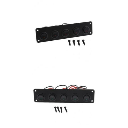 2pcs 5 Gang Aluminum Panel Toggle Pre-Wired Rocker Switch Overload ...