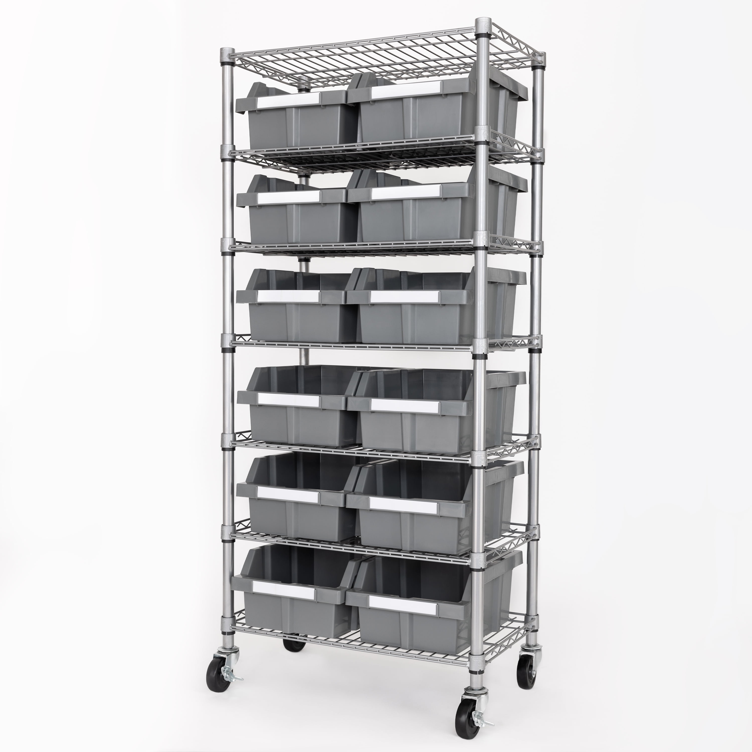 Seville Classics 7-Tier NSF 12-Bin Rack, 24" W x 14.25" D x 56" H, Gray ...