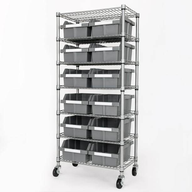Seville Classics Heavy Duty NSF Bin Rack Solid Steel Wire Shelving ...
