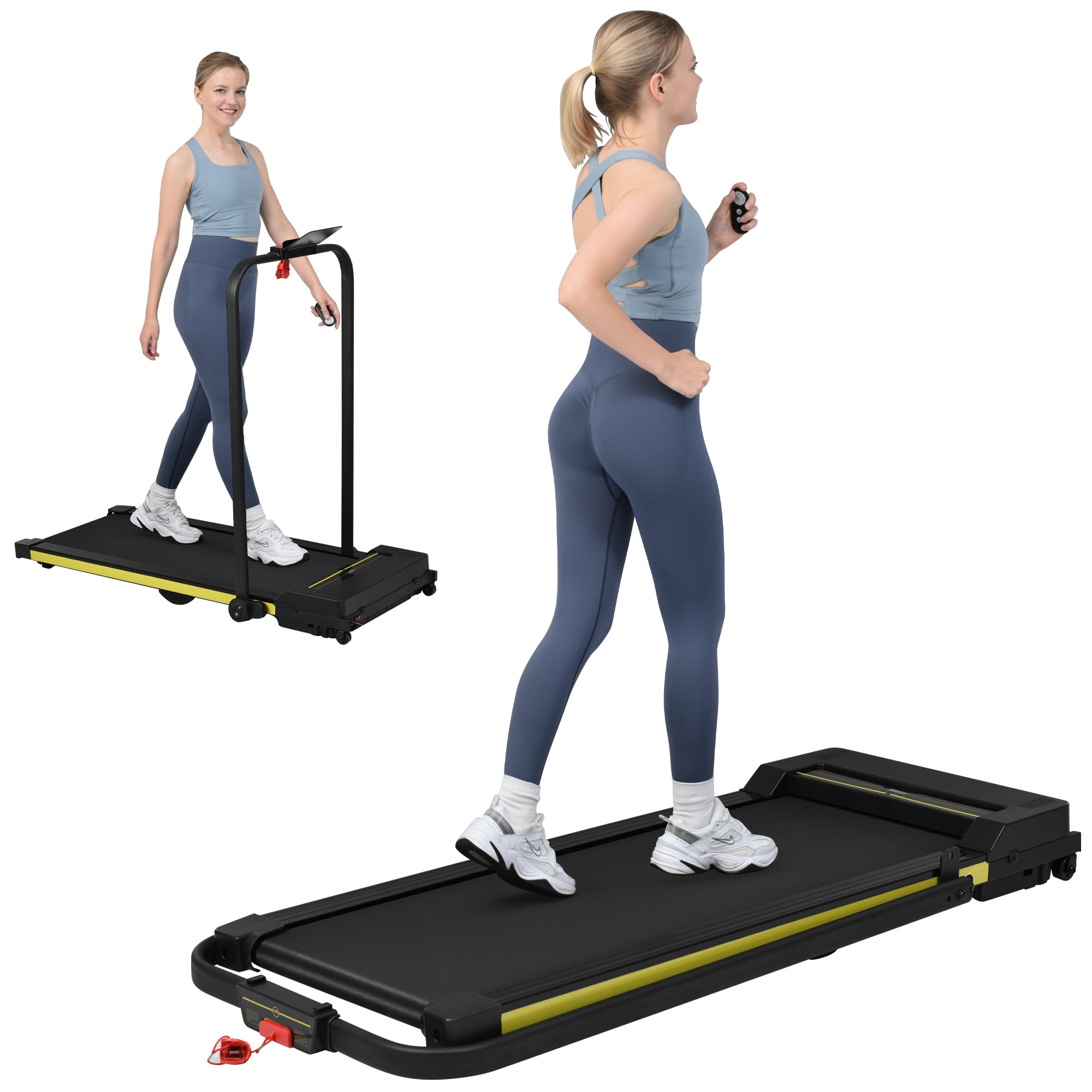 Euroco 2 in 1 Under Desk Treadmill Foldable Running Walking Pad 2.5HP ...