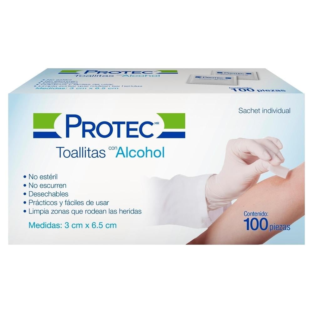 Toallitas con alcohol Protec 100 pzas | Walmart en línea
