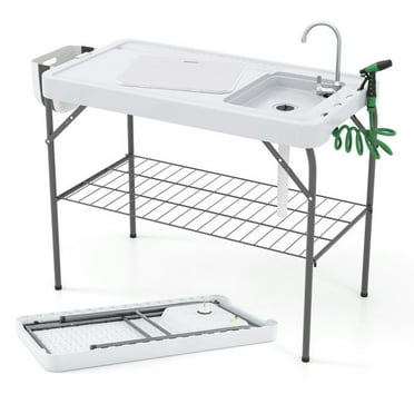 Outsunny 4FT Outdoor Fishing Plastic Prep Station: Portable, Foldable ...