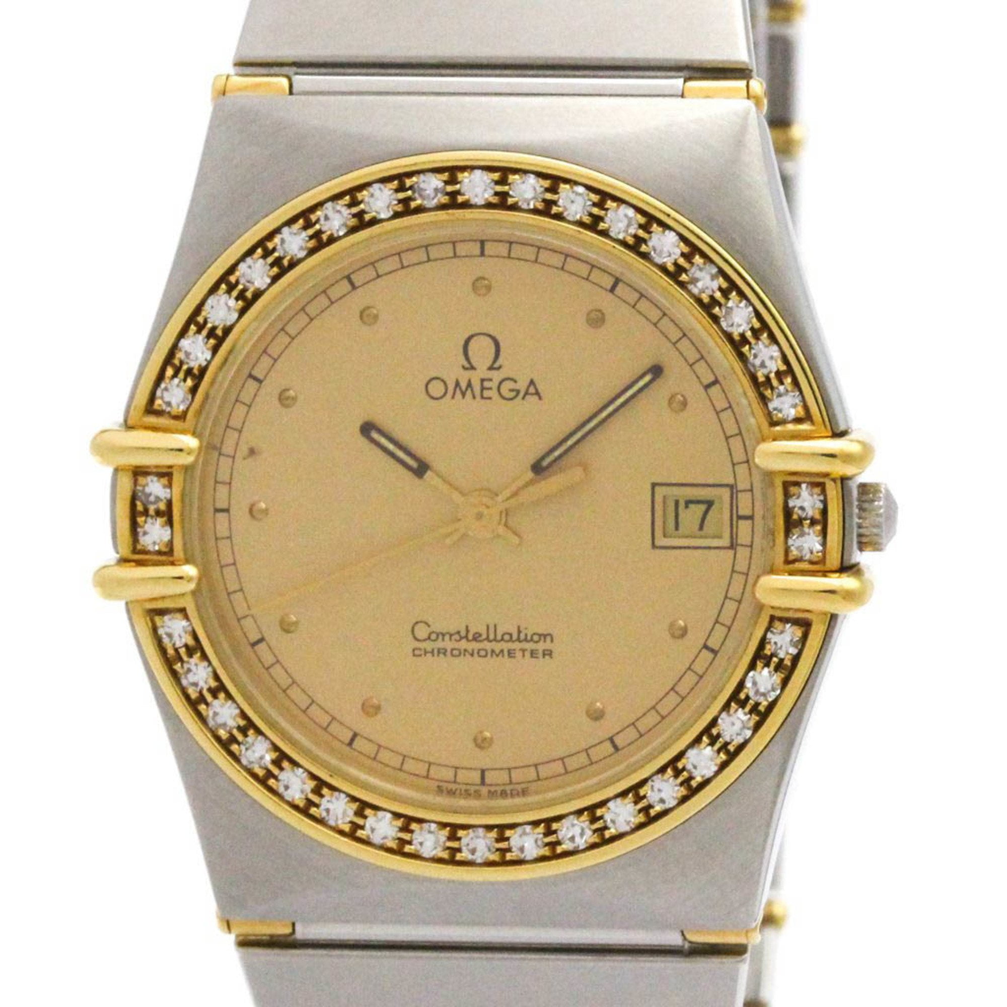 Pre-Owned OMEGA Constellation Diamond 18K Gold Steel Mens Watch 498. ...