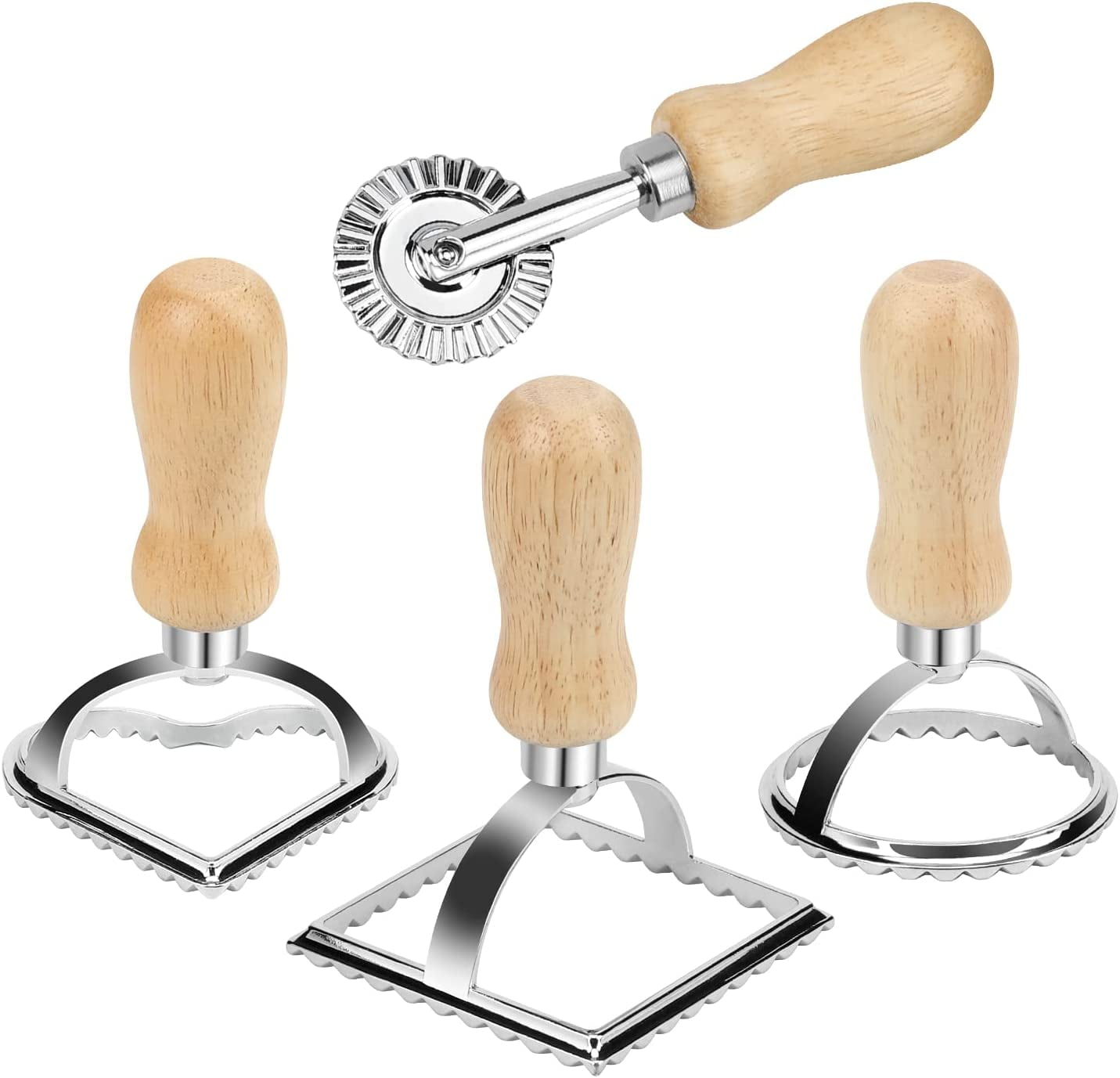 TAZEMAT 4Pcs Ravioli Stamp Maker Cutter with Roller Wheel Set, Mold ...