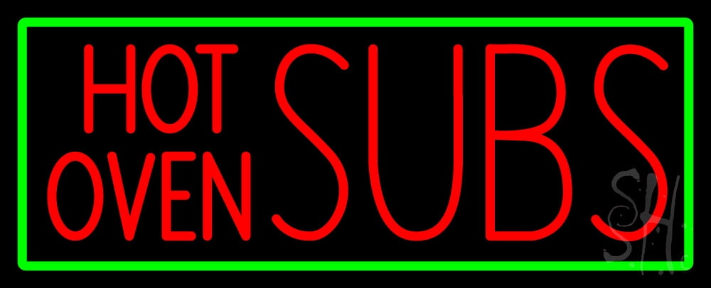 Hot Oven Subs LED Neon Sign 13 x 32 - inches, Black Square Cut Acrylic ...
