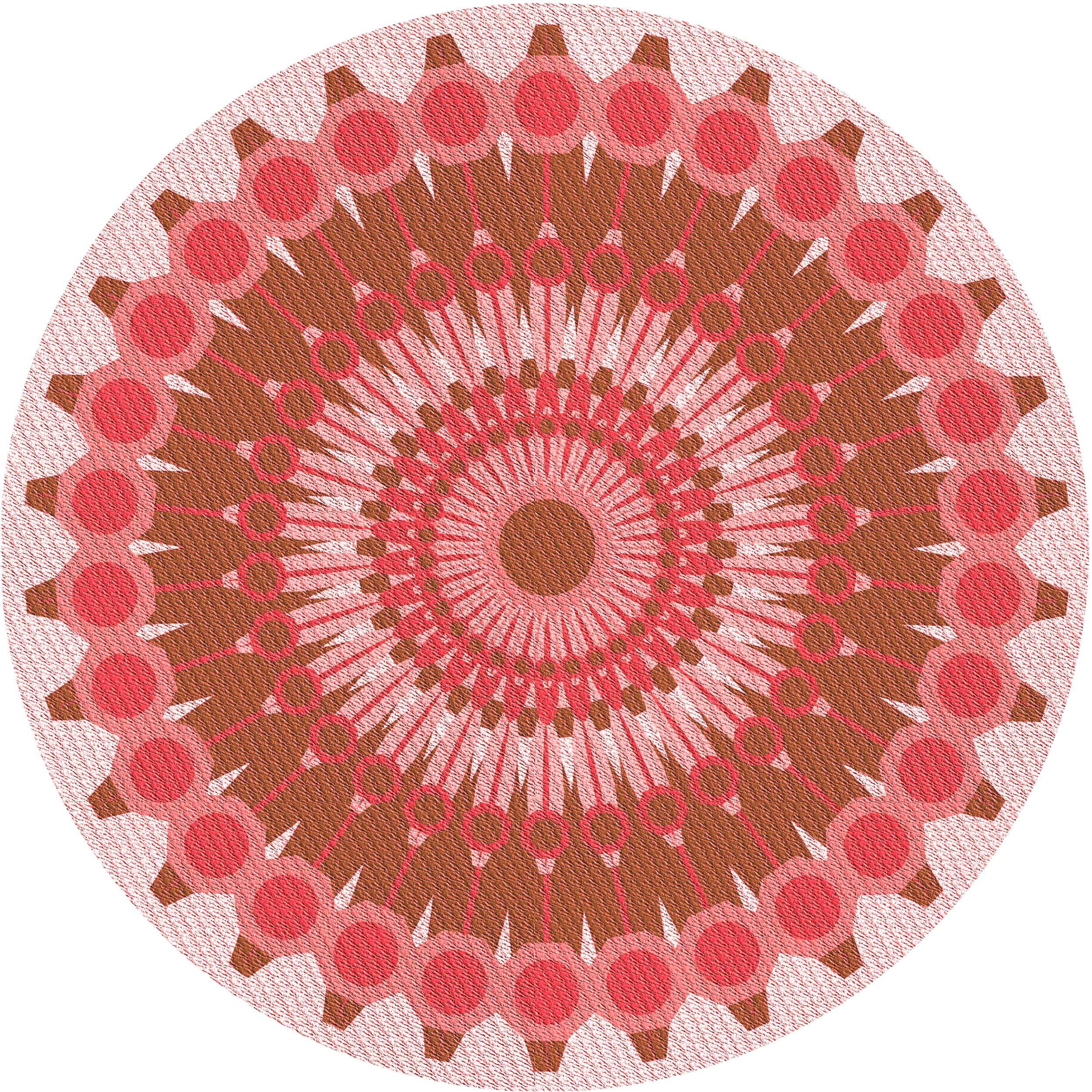 Ahgly Company Indoor Round Patterned Pastel Pink Area Rugs, 7' Round ...