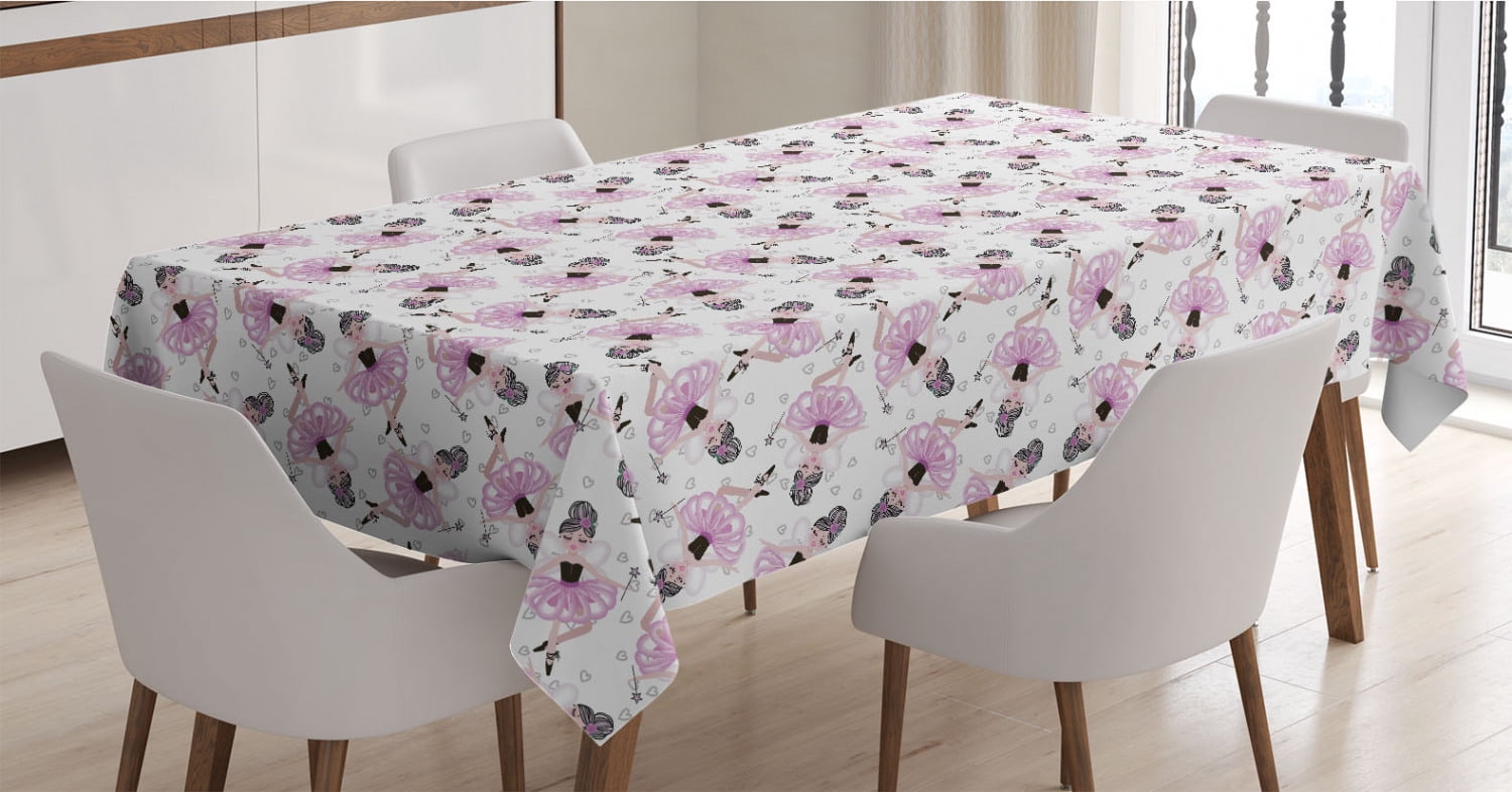 Ballet Tablecloth, Ballerina Girl with a Magic Wand Tutu Simplistic ...