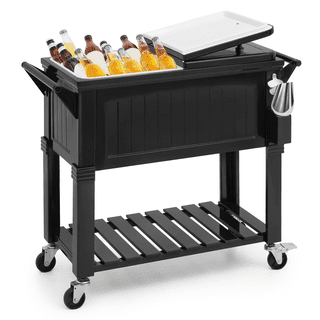 Costway 80-quart Cooler Beer Cart Outdoor Entertaining Rolling Party ...