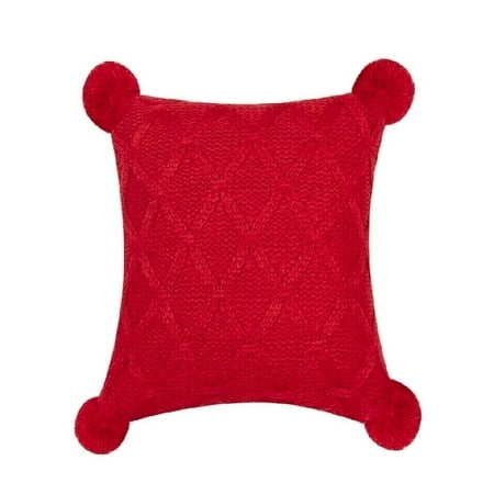 Red Diamond Pattern With Pom Poms Cushion | Walmart Canada