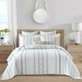 Pangushan 100 Cotton Quilt Set Queen Size 3pcs Striped Lightweight