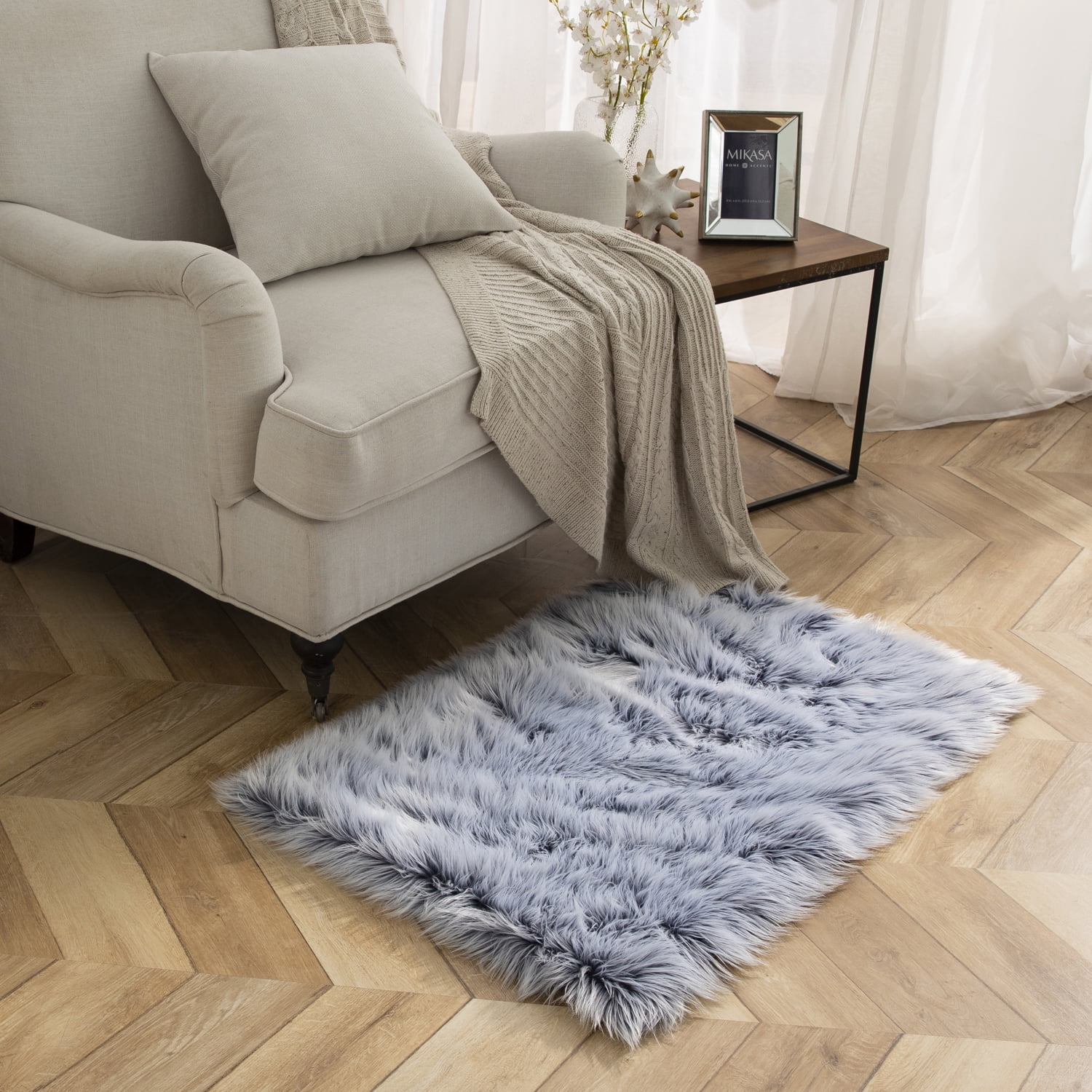 Deluxe Ultra Soft Faux Sheepskin Fur Series Fluffy Decorative Indoor ...