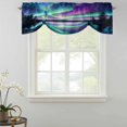 Colorful Aurora Tie Up Valances Curtain, Starry Sky Lake Nature Forest ...