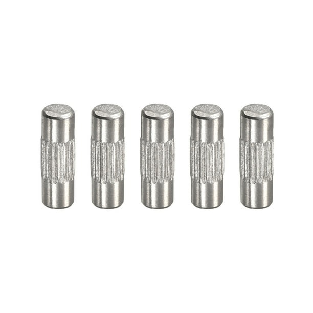 4x12mm 304 Stainless Steel Dowel Pins, 5 Pack Center Knurled Flat ...