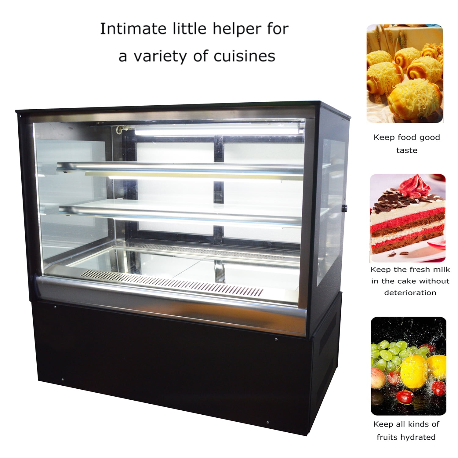 TECHTONGDA Countertop Refrigerated Cake Showcase Right Angle Bakery ...