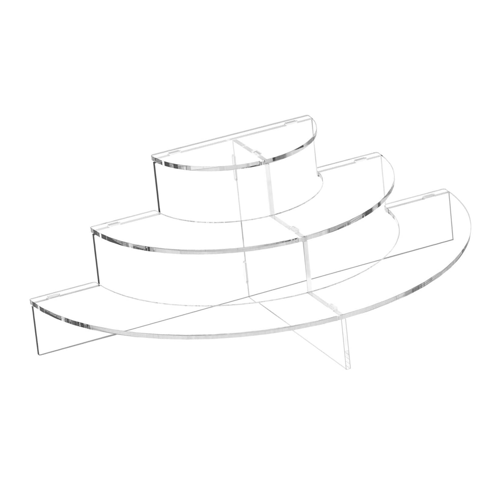 Clear Display Stand Half Circular Shelf Reusable 3-tier Desserts Rack ...