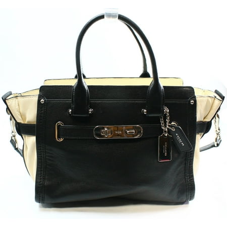 Coach - Coach NEW Black Soft Leather Swagger Colorblock Satchel Bag ...