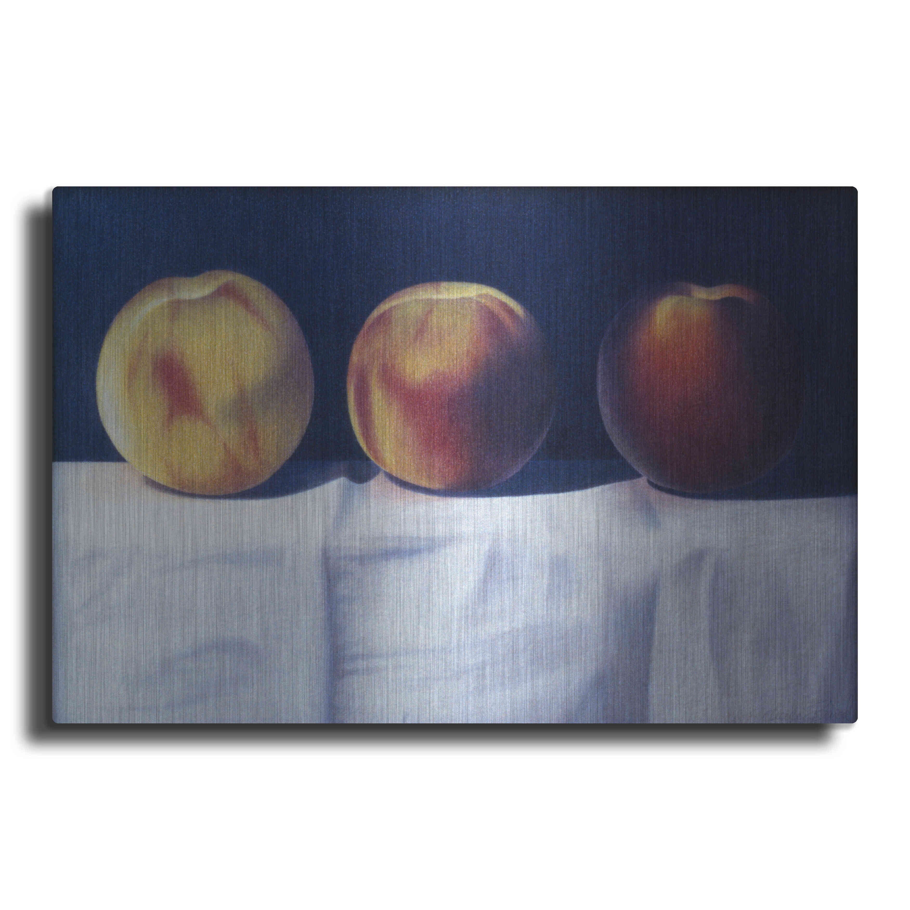 Luxe Metal Art 'Three Peaches' by Cecile Baird, Metal Wall Art, 24"x16 ...