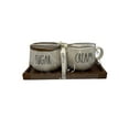 Rae Dunn Cream Sugar Black LL Letters 4-piece Set with Wooden Tray and ...