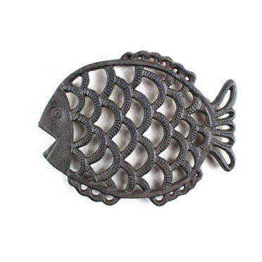 Handcrafted Decor K-0145C-cast iron Cast Iron Fish Bone Trivet, 11 in ...