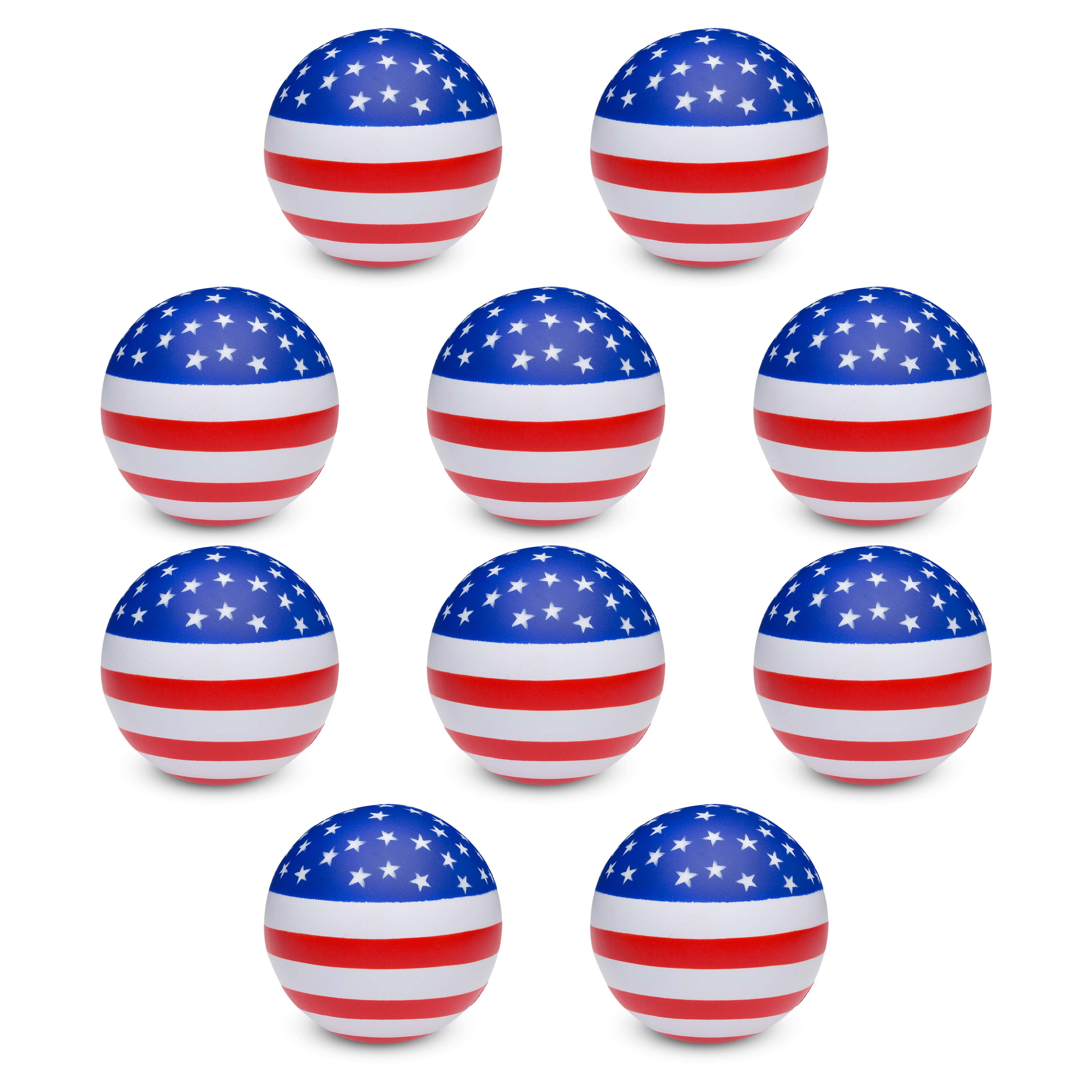 10 American Flag Stress Balls Pack - Round, Stress Reliever, Hand ...