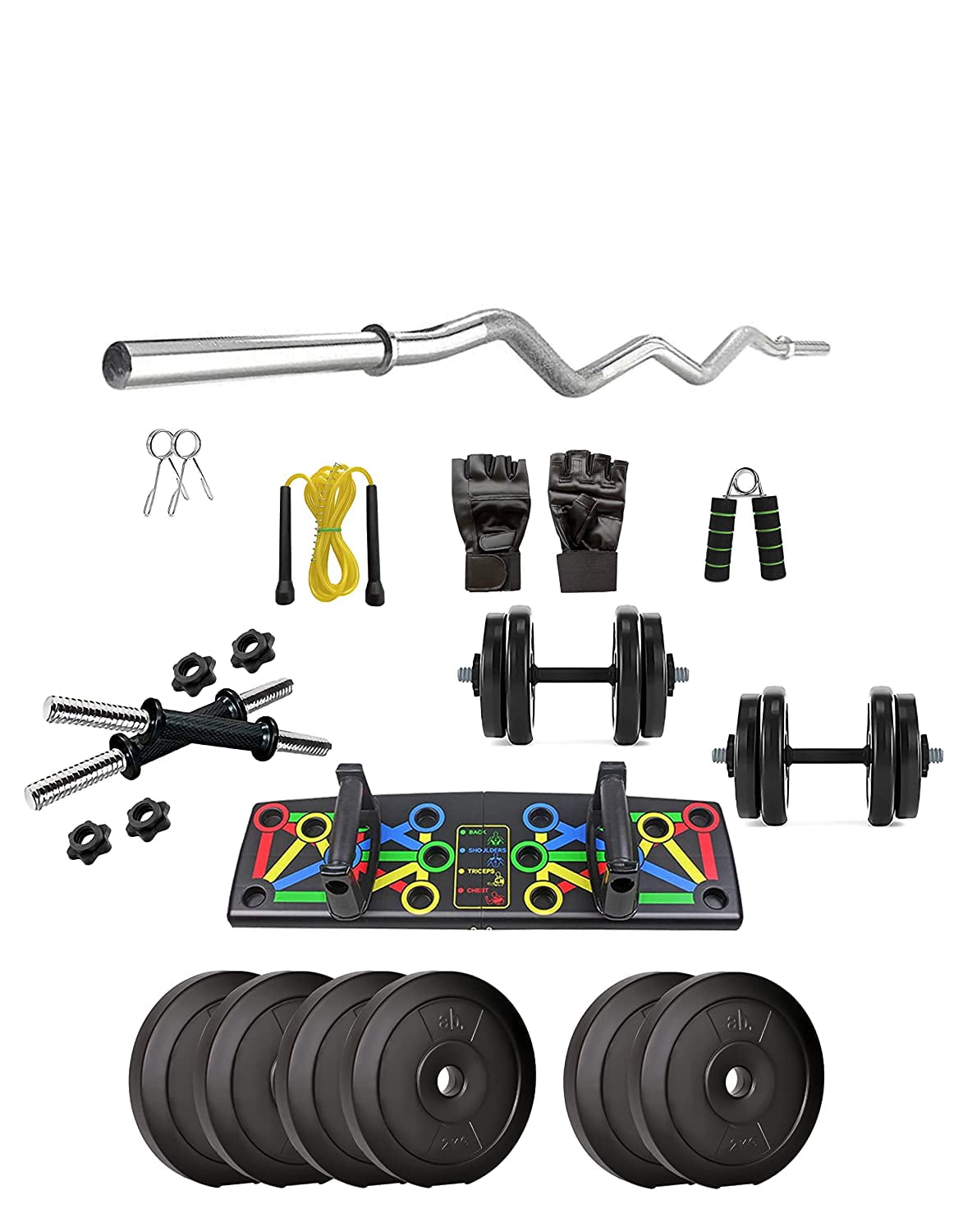 anythingbasic. PVC 12 Kg Home Gym Set with One 3 Ft Curl and One Pair ...