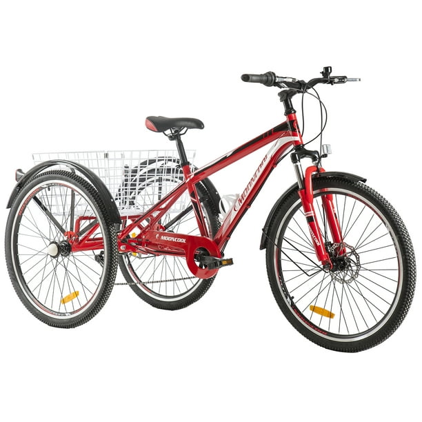 Mooncool Adult Mountain Bike, 7 Speed Three Wheel Bike Mountain ...