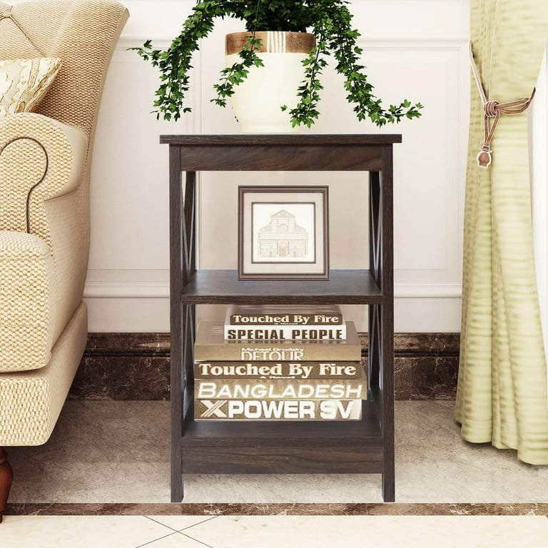 Side Table Modern Farmhouse Wood End Table with 3 Tier Storage Sargent Oak Walmart