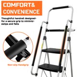 HBTower Folding 5-Step Ladder with Handrails and Tool Tray, Anti-Slip ...