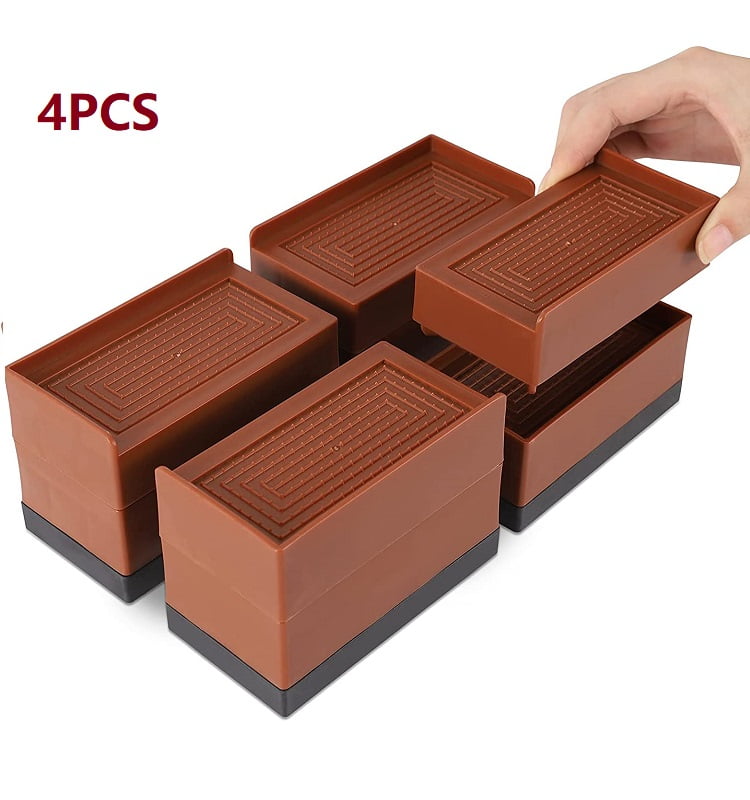 4PCS Bed Risers, Heavy Duty Adjustable Furniture Risersfor Bed Frame ...