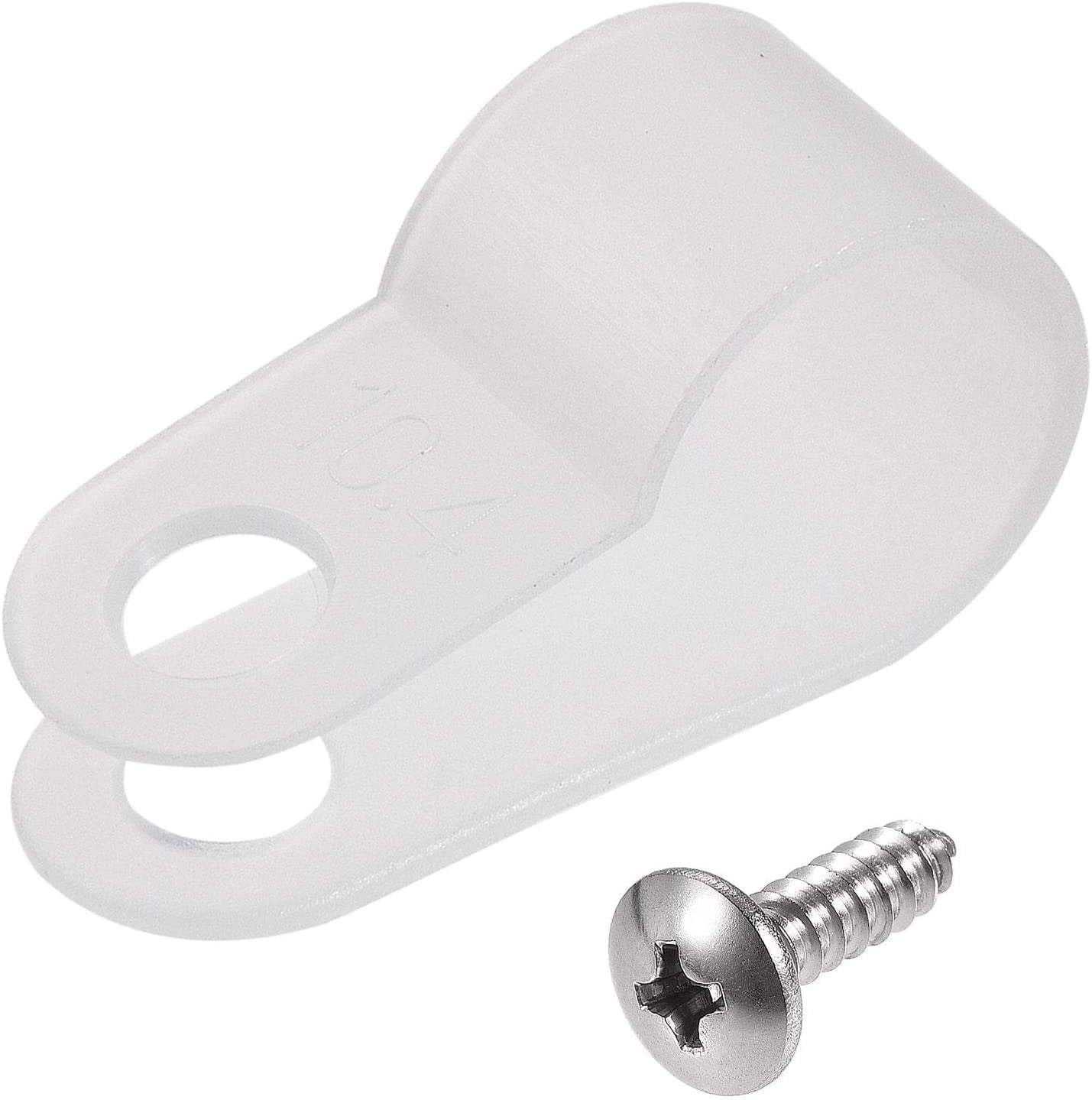 10.4mm Nylon R Type Cable Clip Wire Clamp with Screws White 100 Set ...