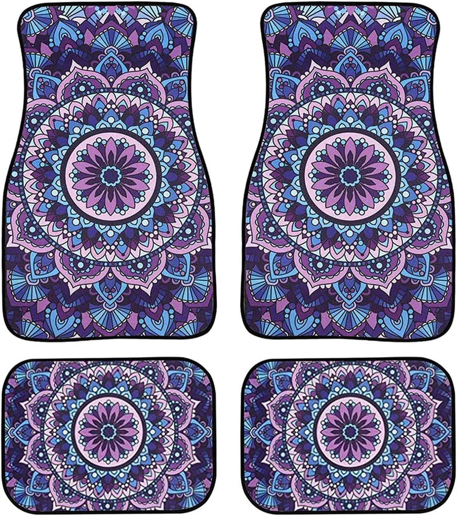 Fkelyi Boho Mandala Floral Car Floor Mat Full Set Of 4 Packs Wear
