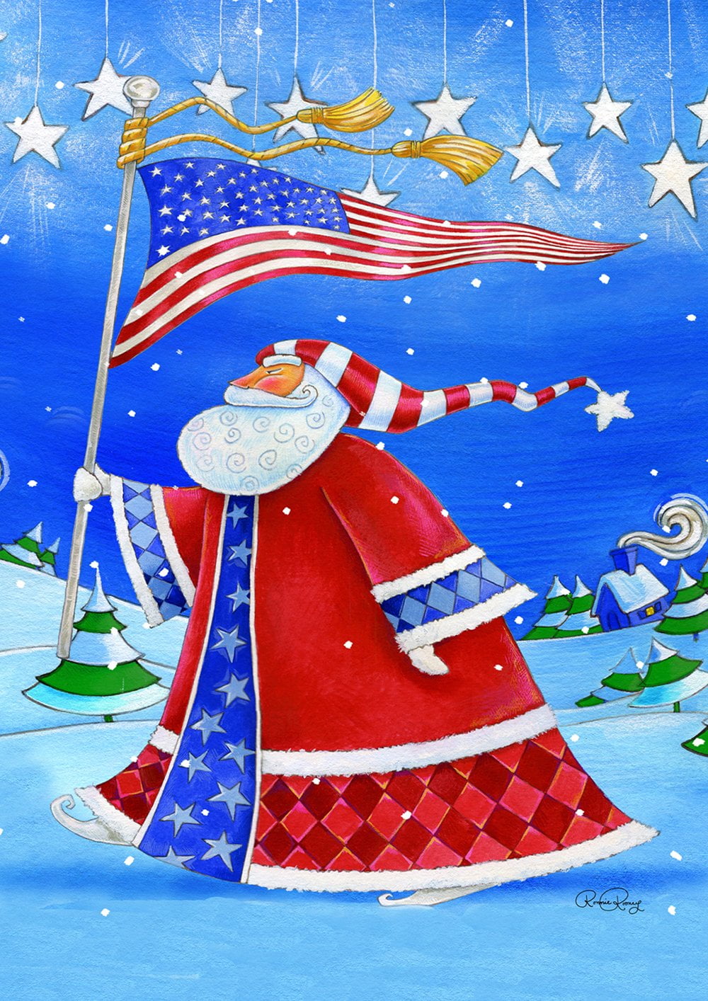 Toland Home Garden Patriotic Santa Christmas Flag Double Sided 28x40 ...