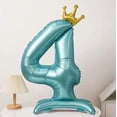 4 Pack 40-Inch Blue Crown Number Balloons for Baby Birthday ...